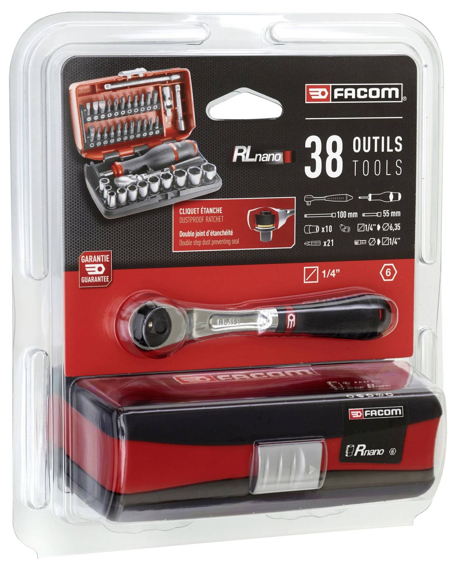 Facom Topnøglesæt Metrisk 1/4" (6,3 mm) 38 dele RL.NANO1 købe