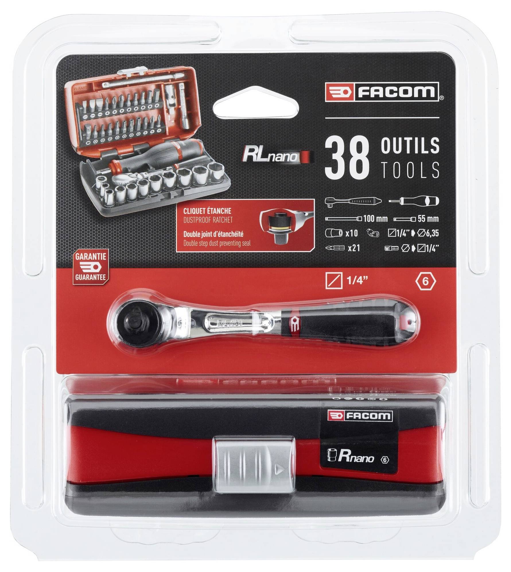 Facom Topnøglesæt Metrisk 1/4" (6,3 mm) 38 dele RL.NANO1 købe