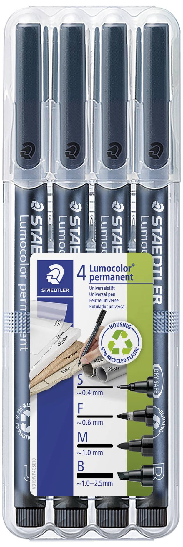 Staedtler Lumocolor permanent S F M B DRY SAFE 31-9WP4GS ...