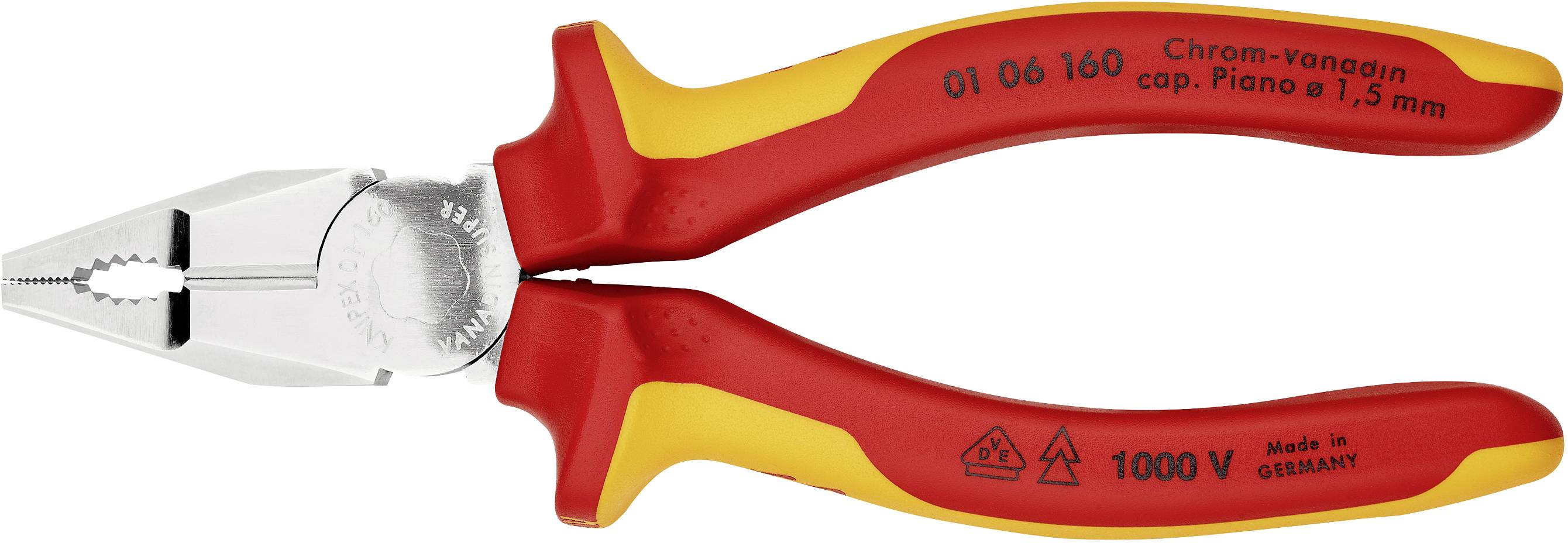 Knipex 01 06 160 VDE Kombitang 160 mm DIN EN 60900, DIN ISO 5746 købe