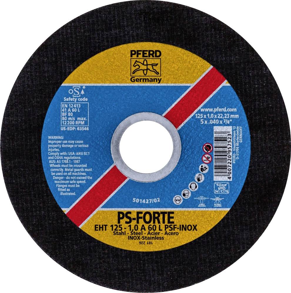 PFERD TOOLS EHT 125-1,0 PSF CLASSIC STEELOX 61715250 Skæreskive lige ...