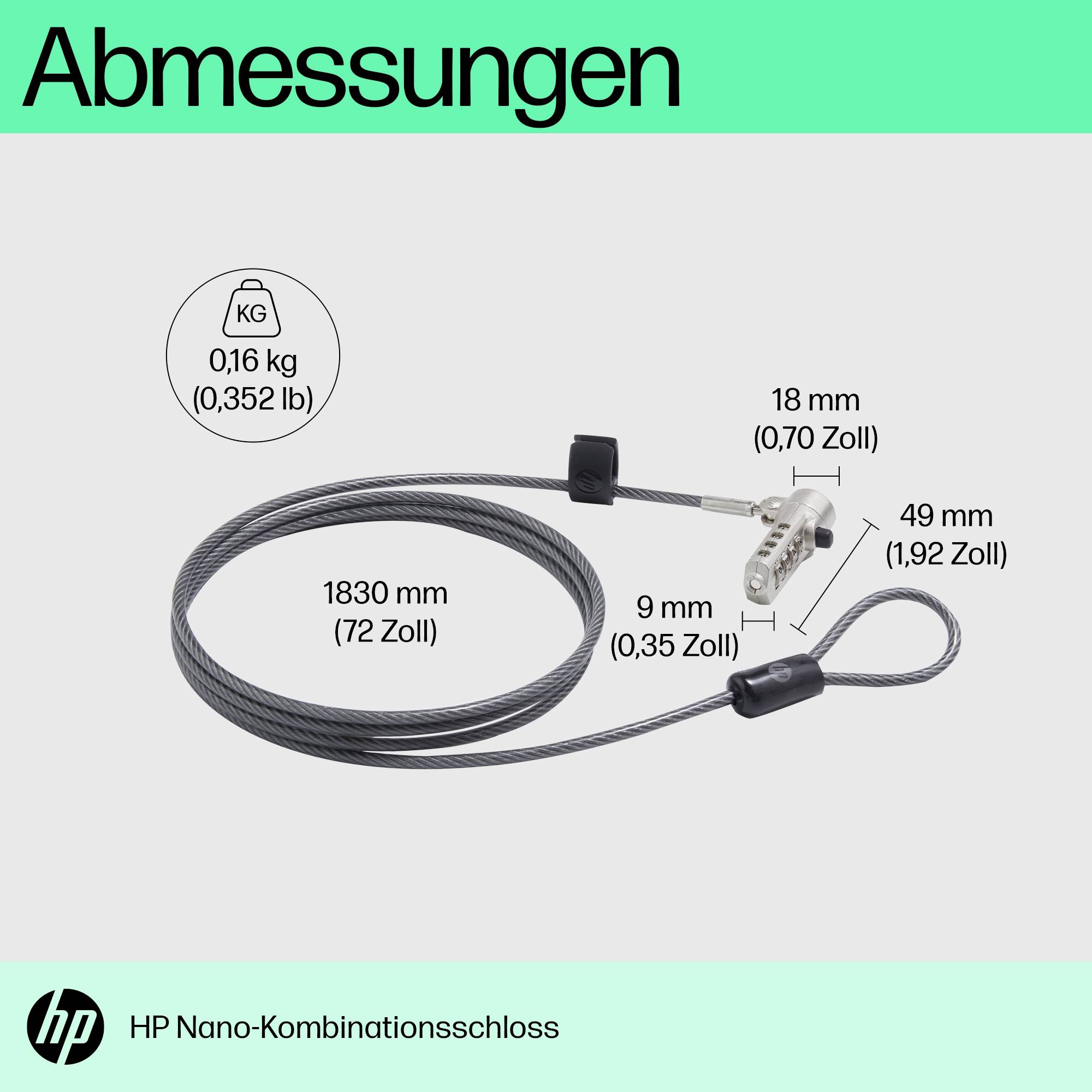 HP Laptoplås Kombinationslås 1.83 m Nano Combination Lock købe