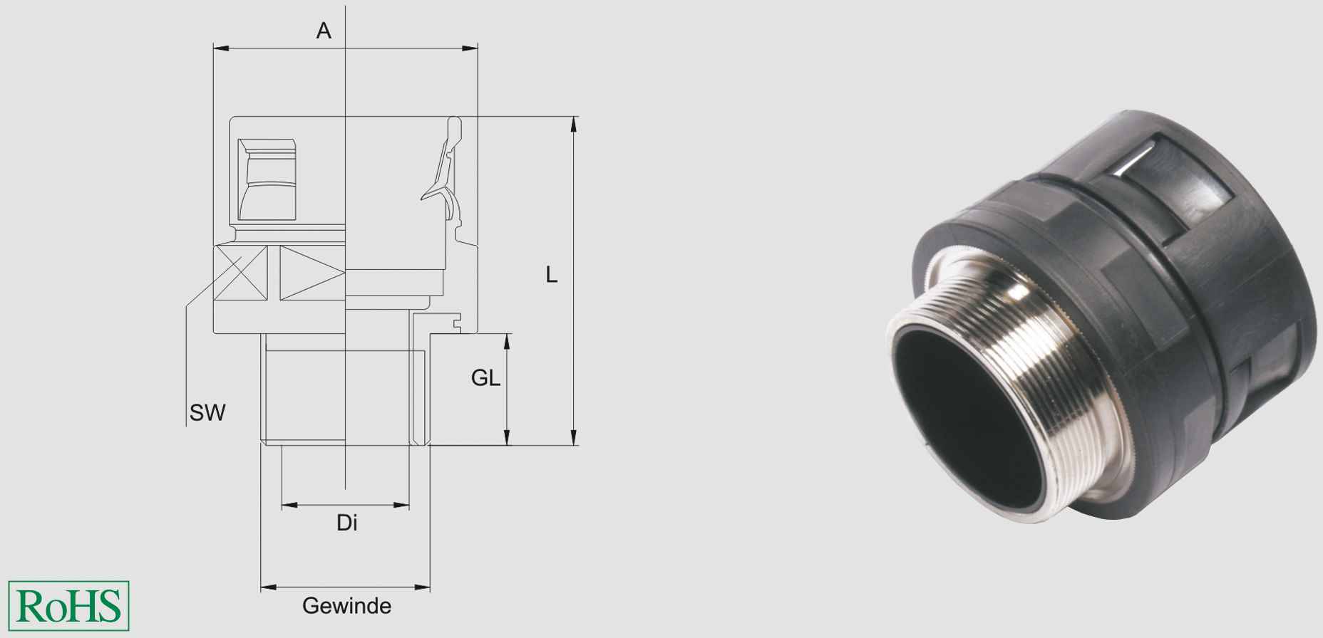Helukabel 920234 HSSV Slangeforskruning Grå M32 Lige 1 stk købe