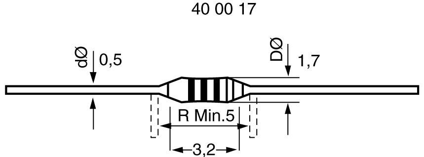 400017 Carbonbelægning-modstand 10 Ω med aksial tråd 0204 0.1 W 5 % 1 ...