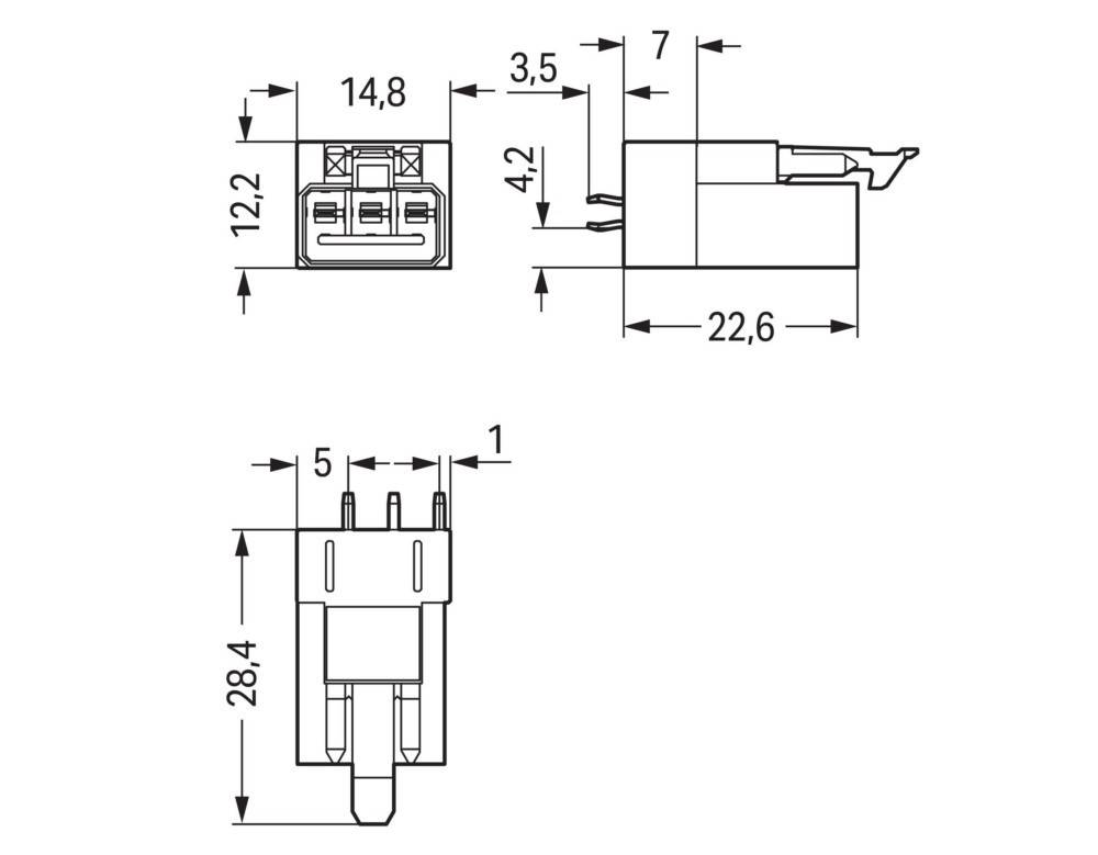 WAGO 890-833 Strømstik WINSTA MINI Stik, indbygning lodret Samlet ...