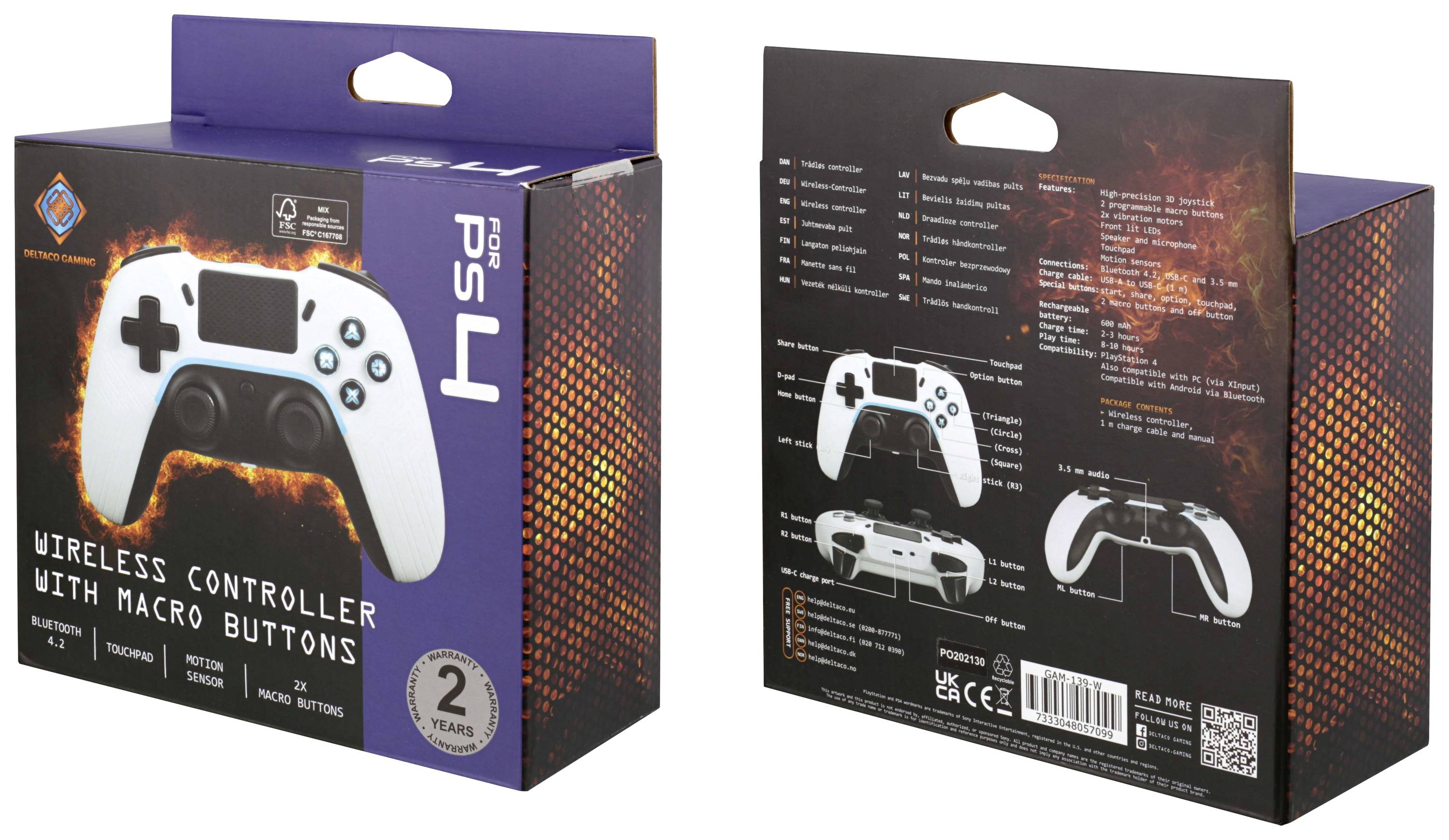 DELTACO GAMING Wireless PS4 & PC Controller Controller PlayStation 4 ...