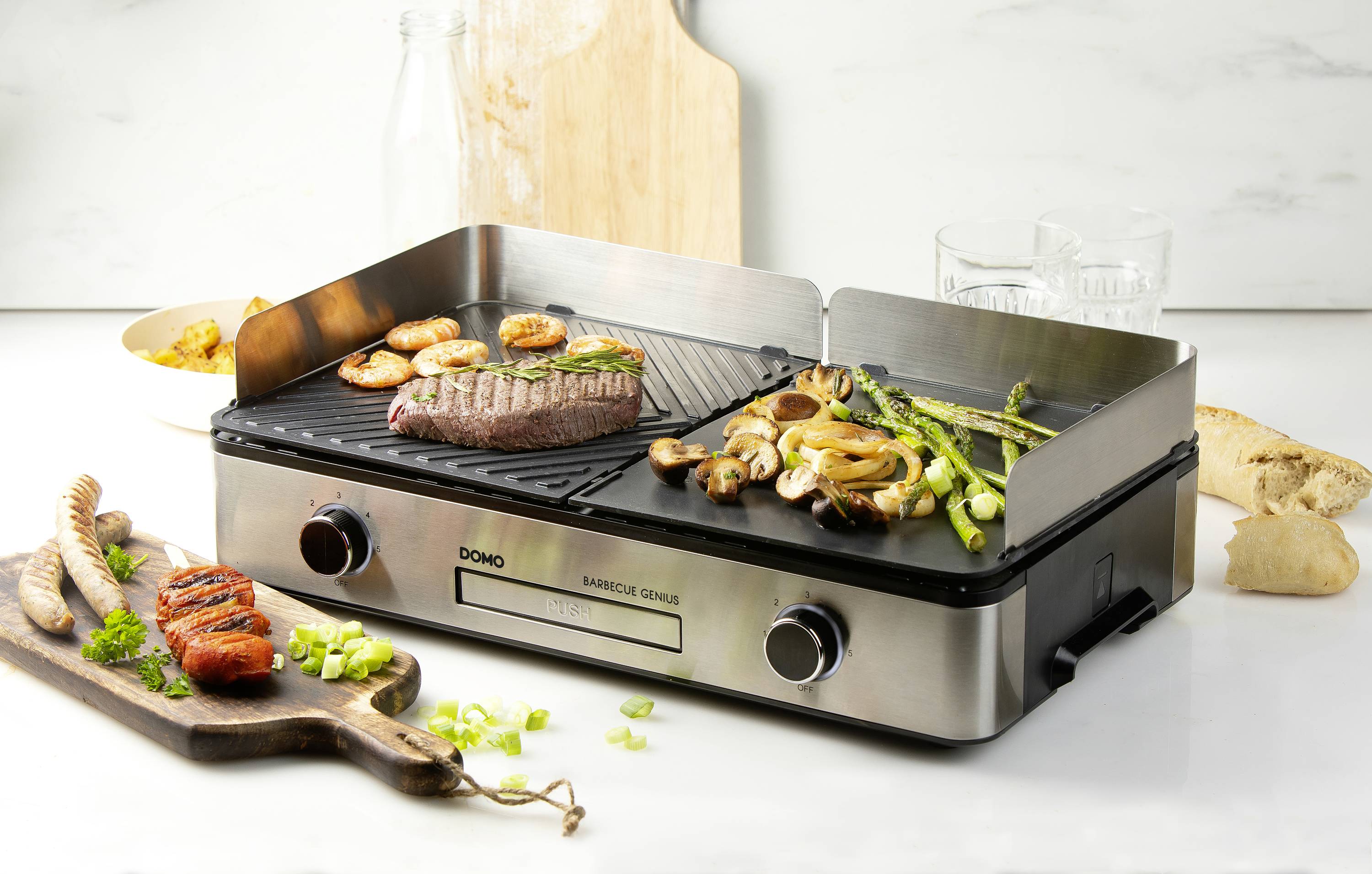 DOMO BBQ Genius Elektro Tischgrill Antihaftbeschichtung ...