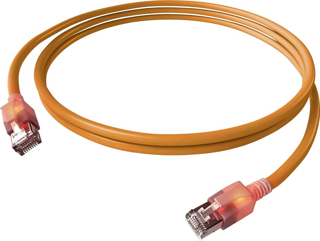 EasyLan DualBoot LED Patchkabel RJ45 S/FTP Kat.6A (Class EA), mit saCon Stecker, LSOH, orange, 0 ...