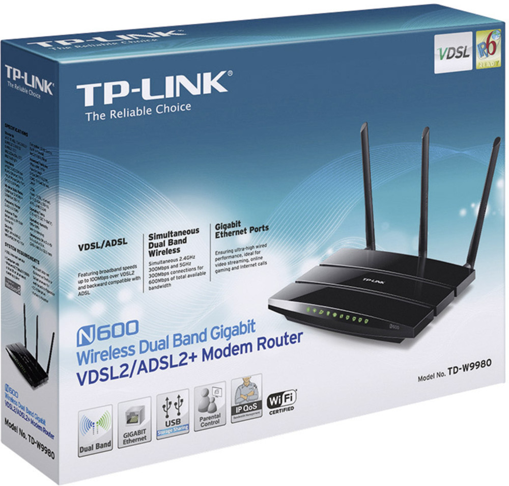 TP-LINK TD-W9980 WLAN Router mit Modem Integriertes Modem: ADSL, ADSL2 ...