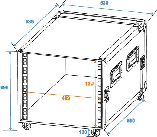 19 Zoll Rack 12 HE Roadinger Profi KM Holz inkl. Griff, inkl. Rollen