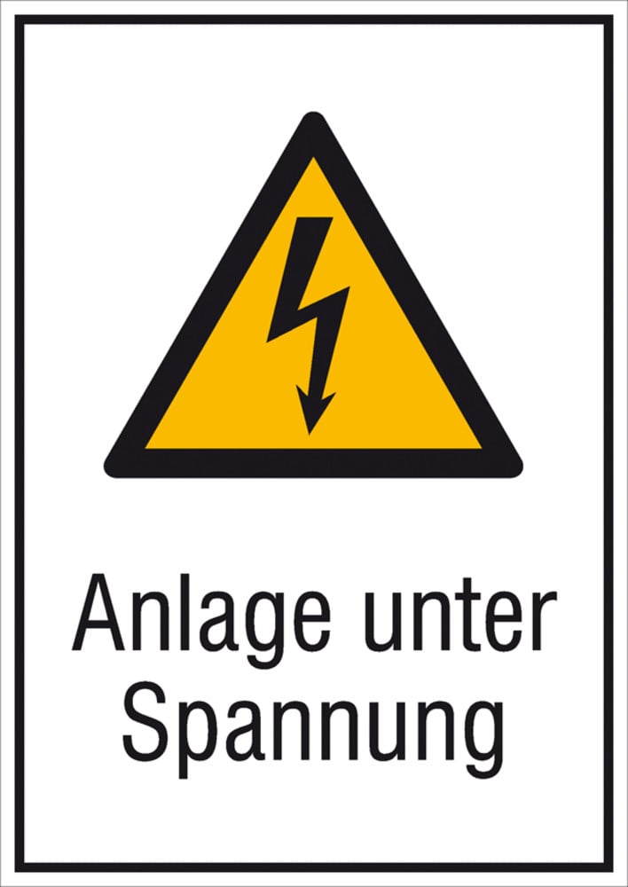 Warn-Kombischild Achtung Anlage unter Spannung Folie selbstklebend (B x ...