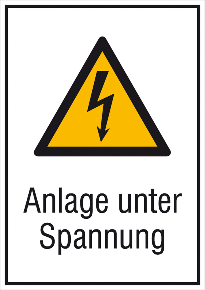 Warn-Kombischild Achtung Anlage unter Spannung Folie selbstklebend (B x ... Warn-Kombischild Achtung Anlage unter Spannung Folie selbstklebend (B x ...