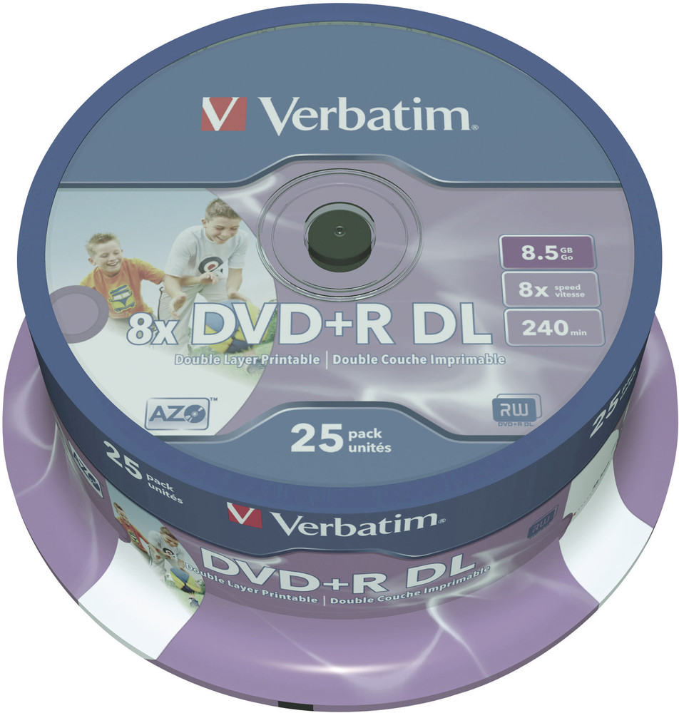 DVD+R DL Rohling 8.5 GB Verbatim 43667 25 St. Spindel Bedruckbar