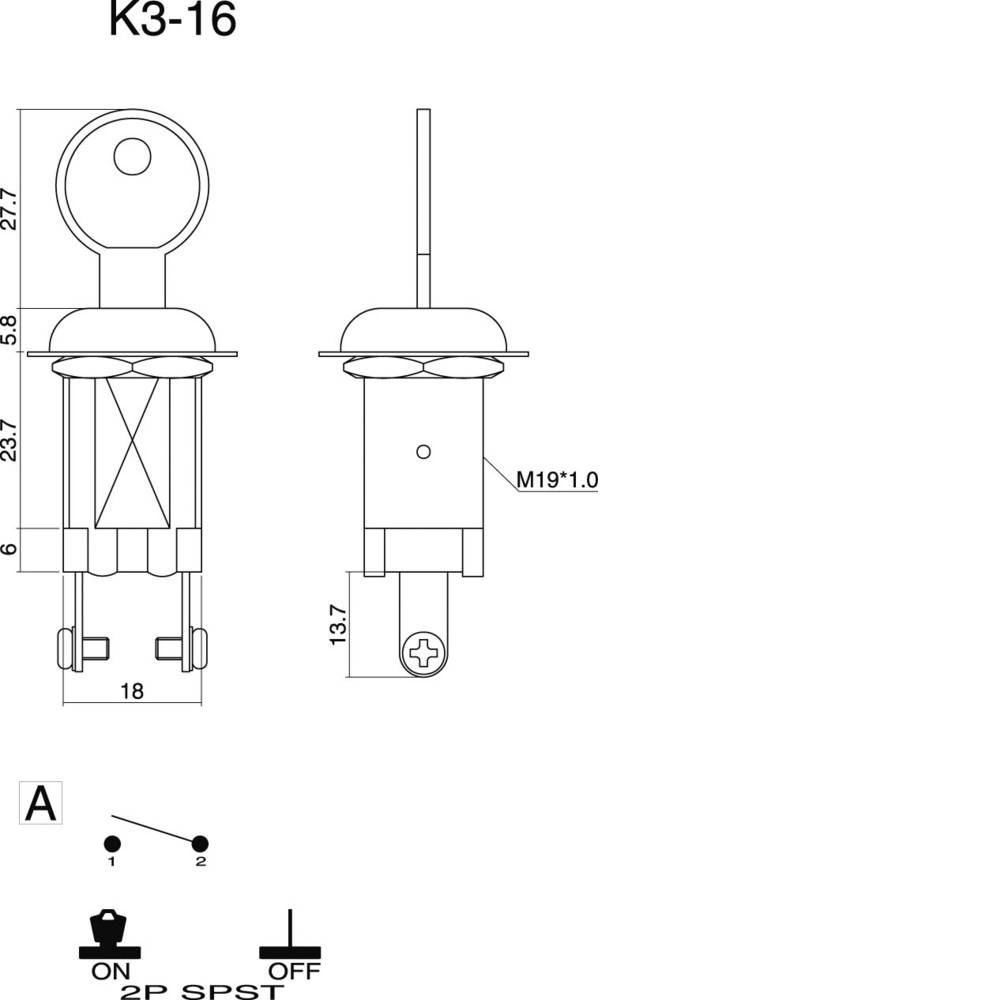 Schl sselschalter 24 V DC 10 A 1 X Aus Ein 1 X 90 SCI K3 16B 06 1 St Schl sselschalter 24 V DC 10 A 1 X Aus Ein 1 X 90 SCI K3 16B 06 1 St