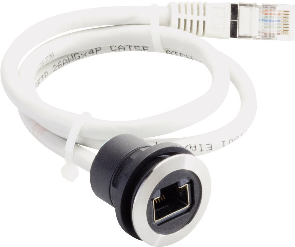 RJ45-Einbaubuchse Buchse, Einbau, Stecker, gerade RRJ_RJ45_SW_150CM ...