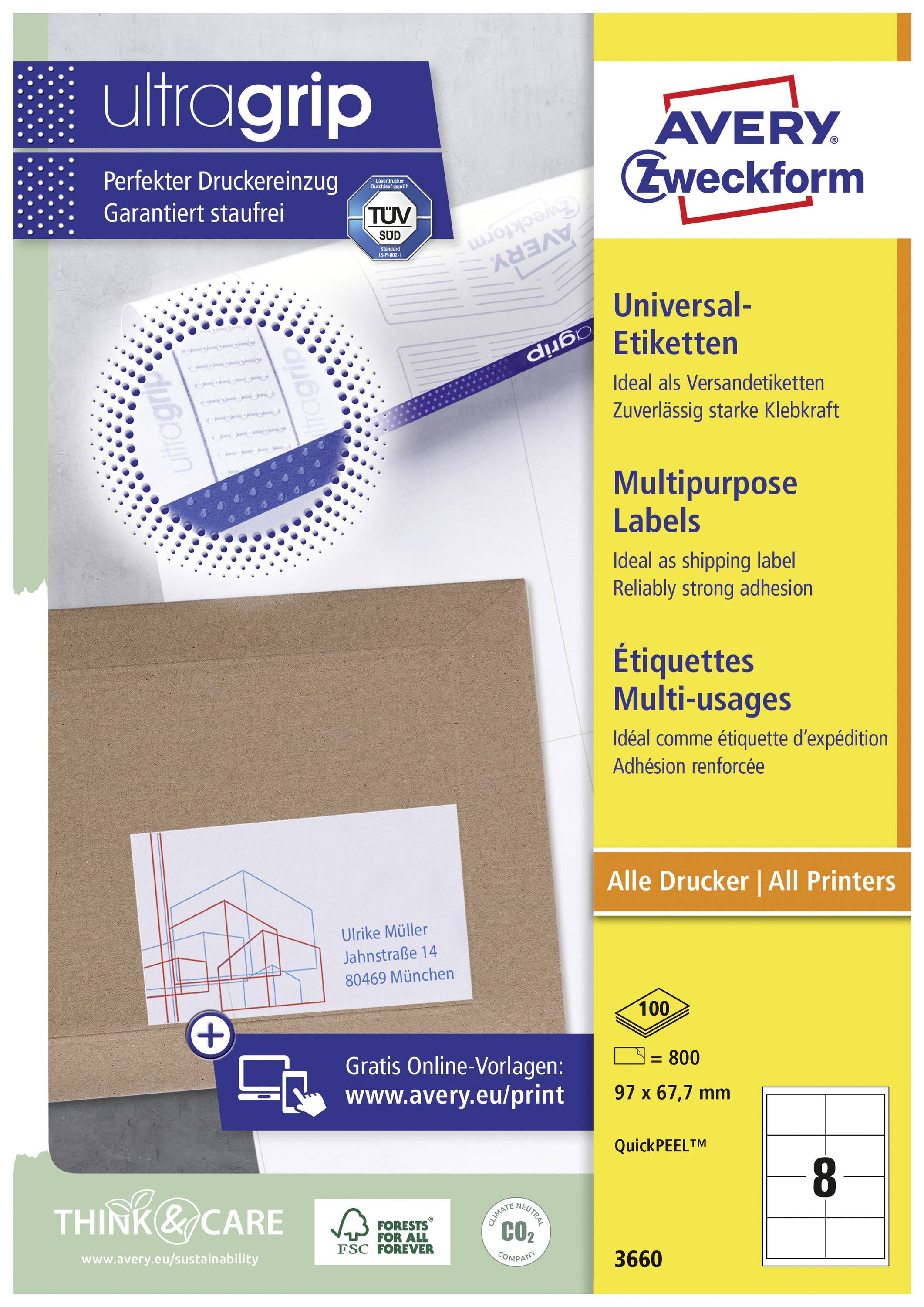 Buy Avery-Zweckform 3660 All-purpose labels 97 x 67.7 mm Paper White ...