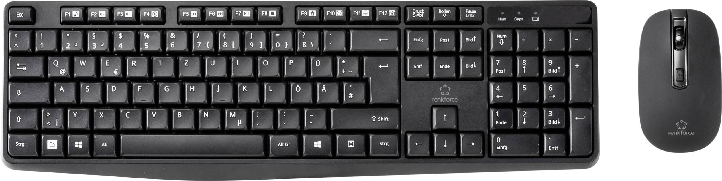 Buy Renkforce RF-KMC-530 Radio Keyboard and mouse set Ergonomic German ...