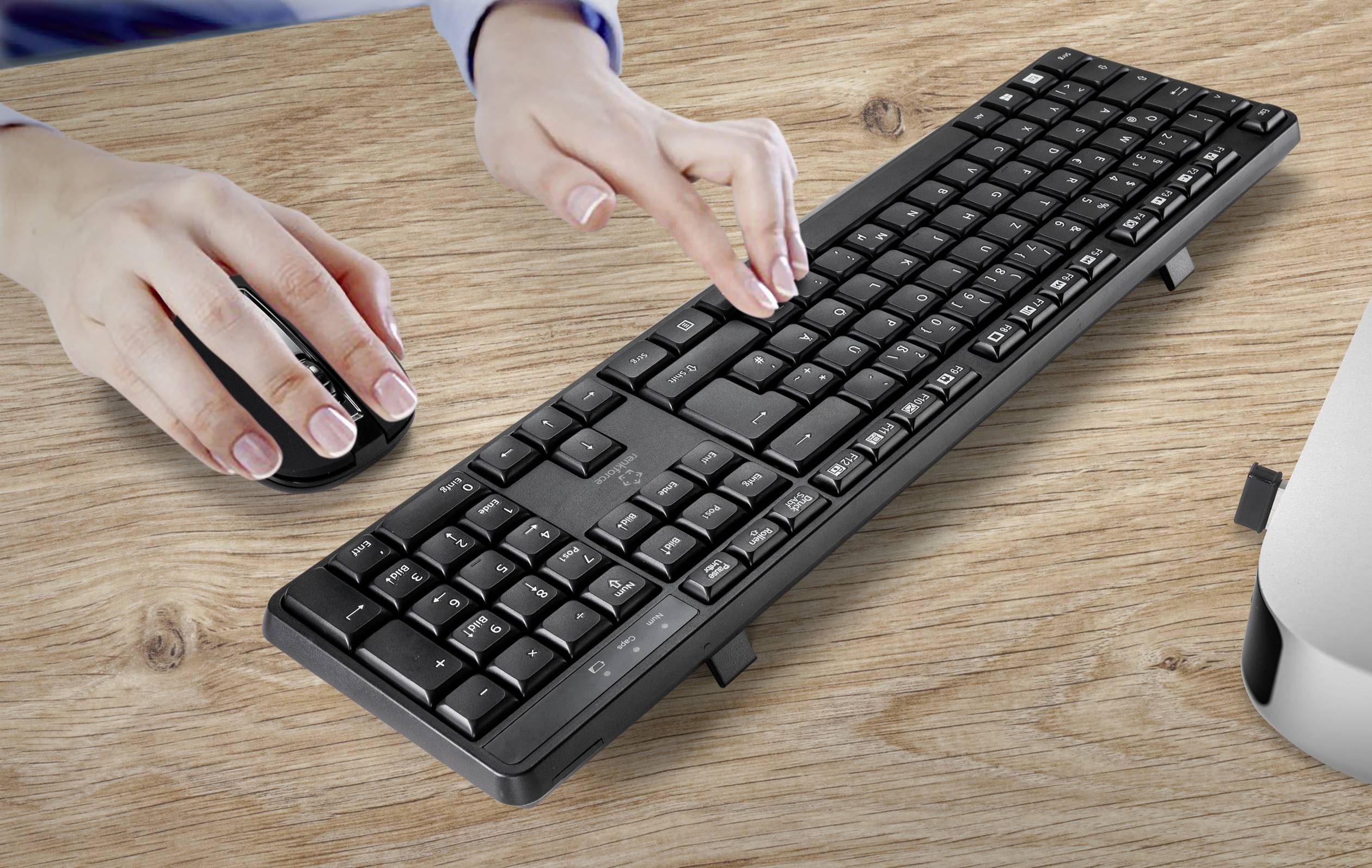 Buy Renkforce RF-KMC-530 Radio Keyboard and mouse set Ergonomic German ...