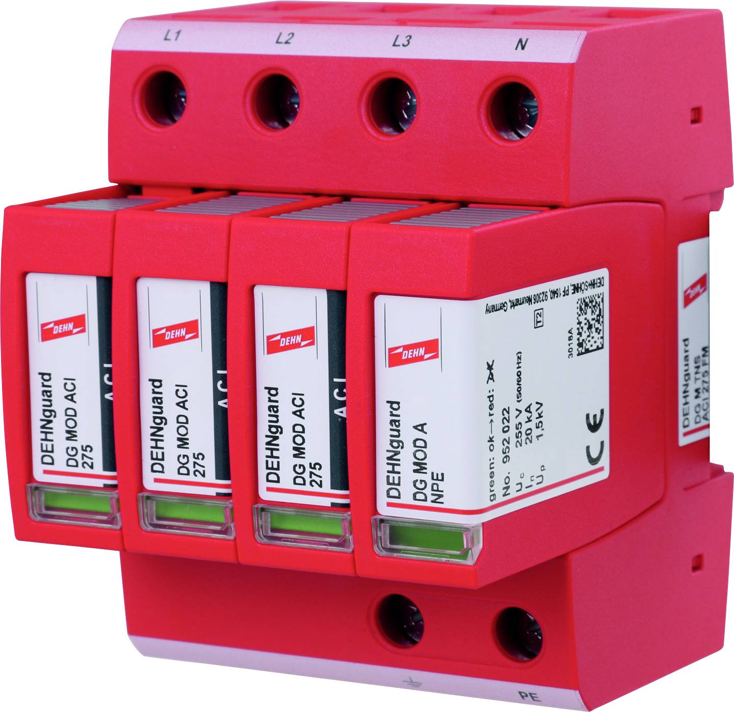 DEHN 952440 Überspannungsableiter Typ 2 DEHNguard M 4-polig Uc 275V mit ACI-Technologie Surge ...