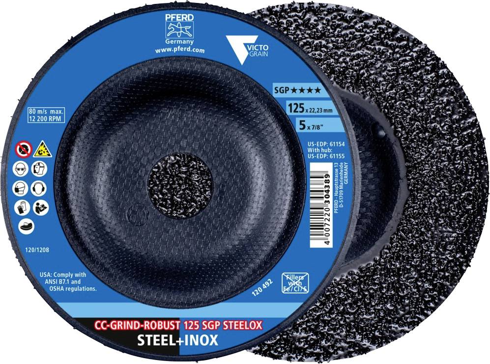 PFERD 64195126 CC-GRIND-ROBUST 125 SGP STEELOX Grinding disc Diameter 125 mm Bore diamete ...