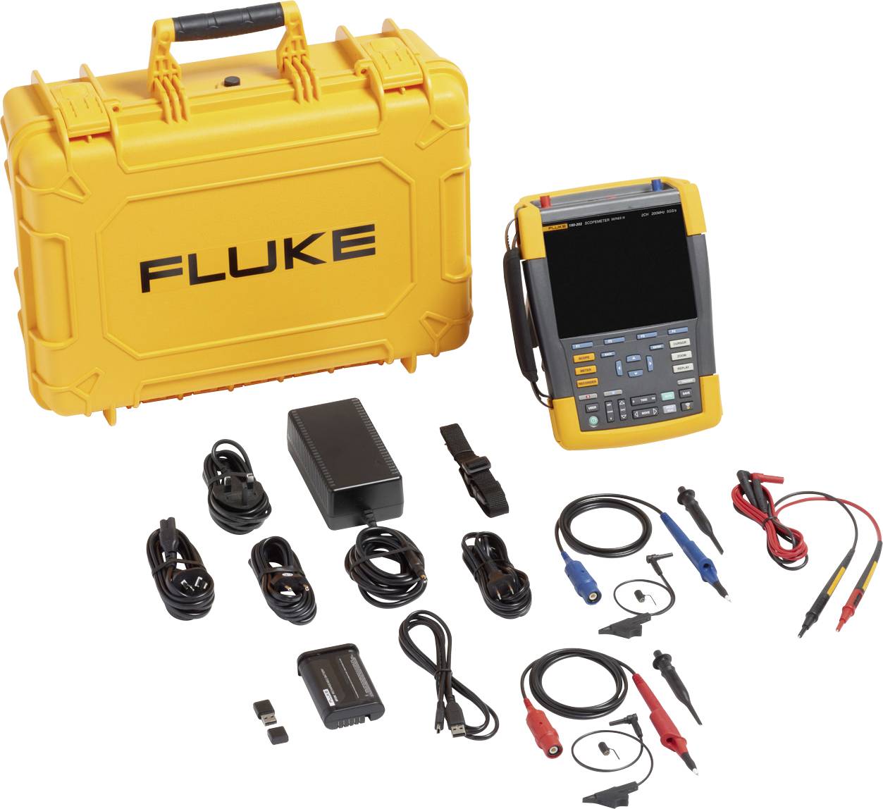 Fluke 190-202-III-S Handheld oscilloscope Calibrated to (DAkkS standards) 200 MHz 2-channel 2.5 ...