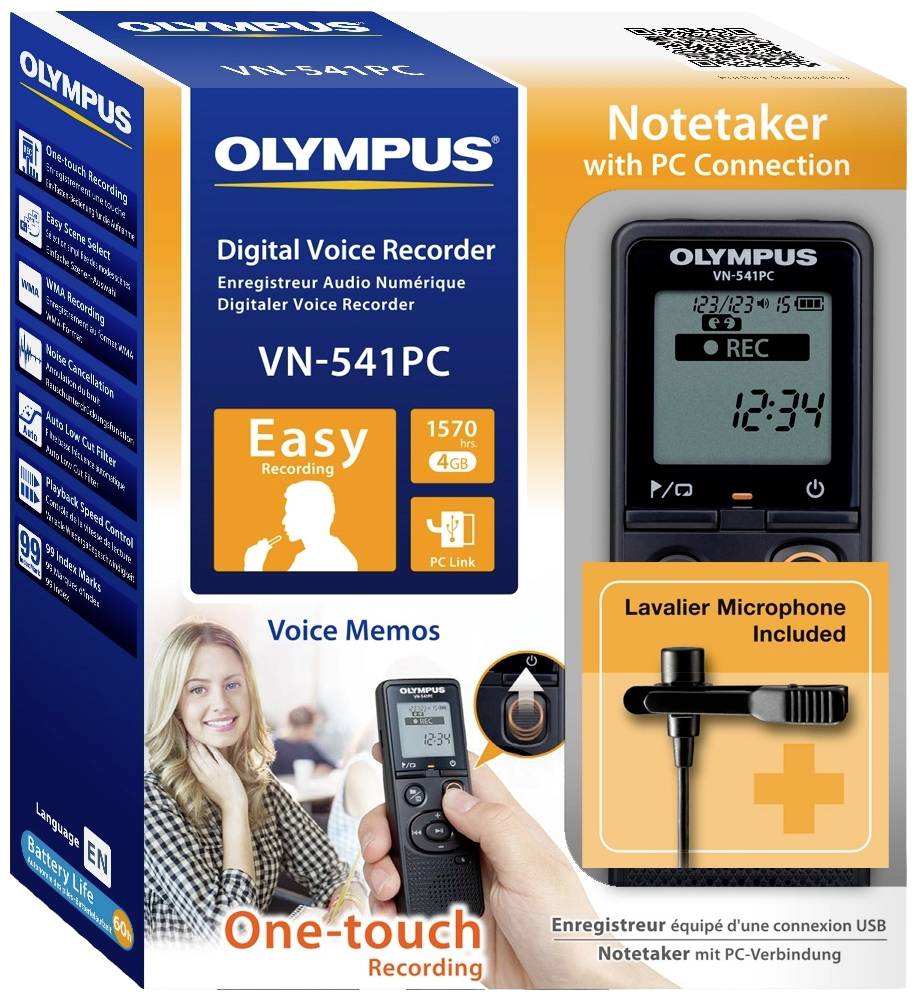 Olympus VN-541PC Lavalier-Kit Digital dictaphone Max. recording time ...