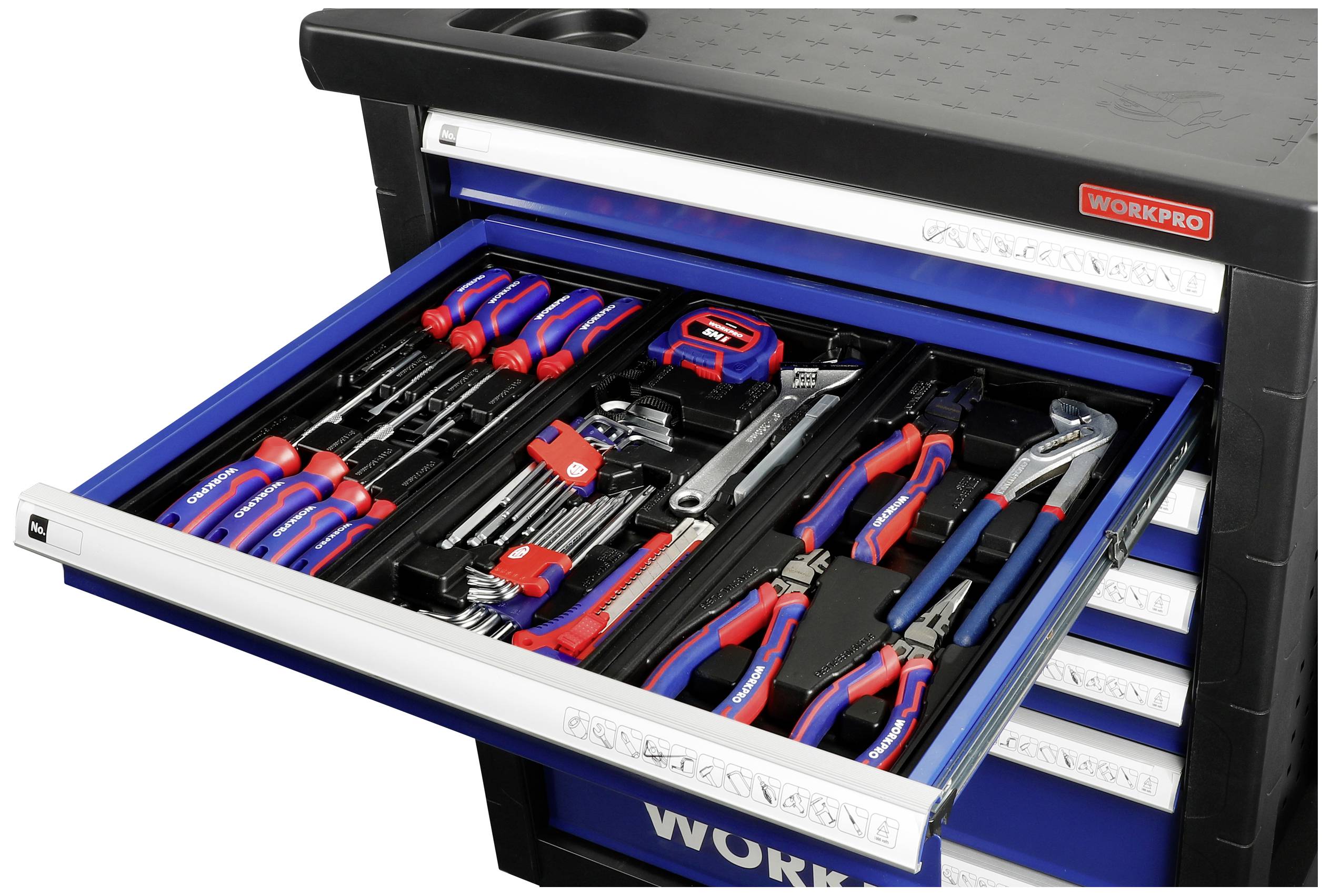 Buy WorkPro WP209074 7-drawer Cabinet Tool Set, 193 pcs | Conrad Electronic