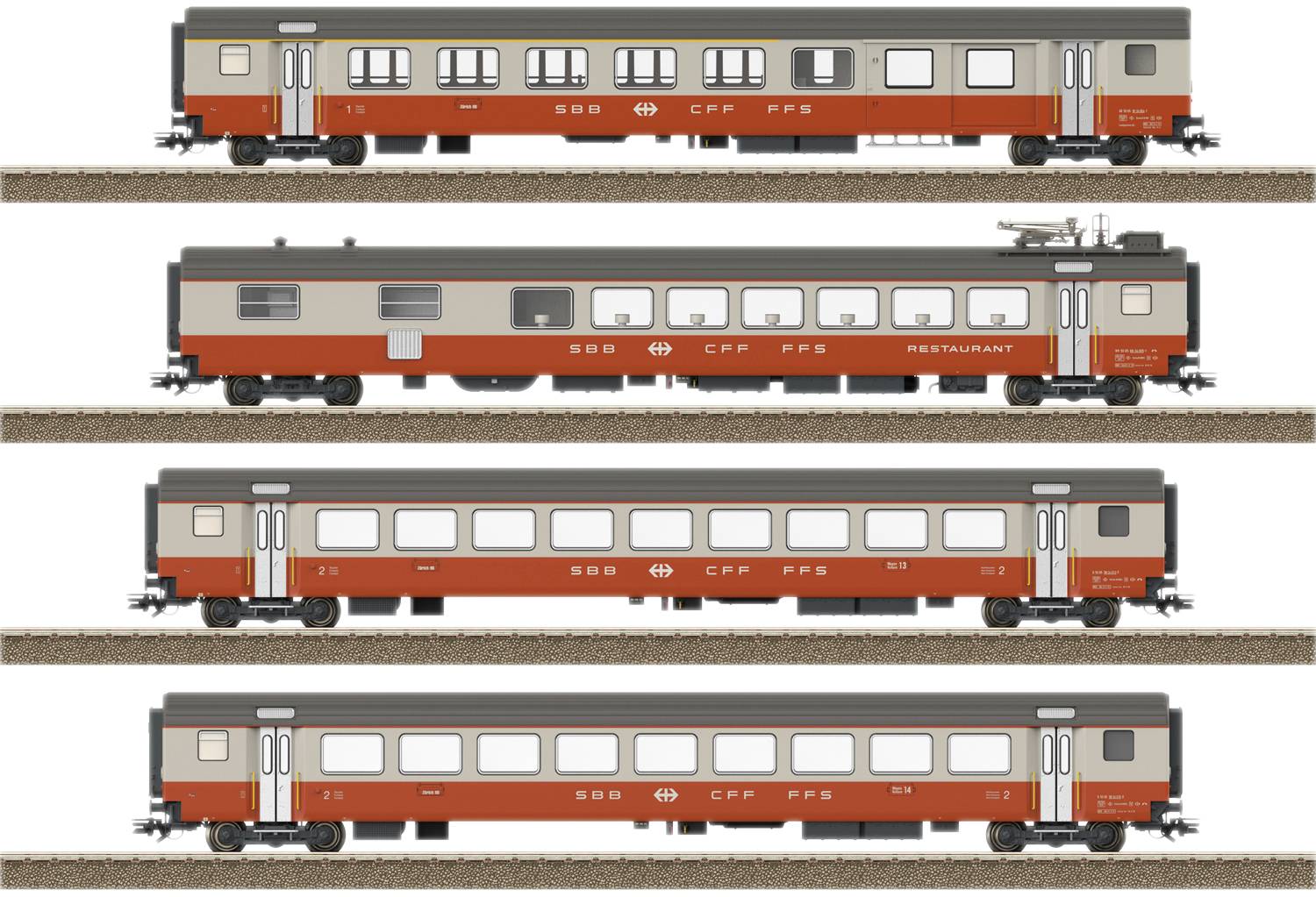 Buy TRIX H0 23690 H0 set of 4 passenger coaches Swiss Express of SBB ...