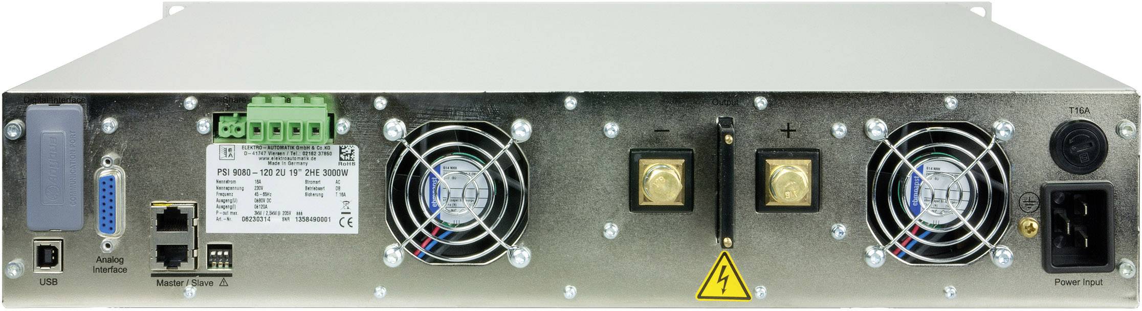 EA Elektro Automatik EA-PSI 9080-120 2U Bench PSU (adjustable voltage) 0 - 80 V DC 0 - 120 A ...