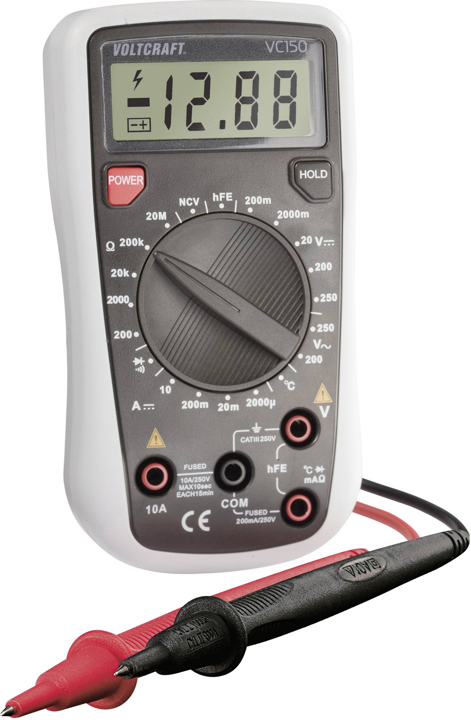 VOLTCRAFT VC150 Handheld multimeter Digital CAT III 250 V Display ...
