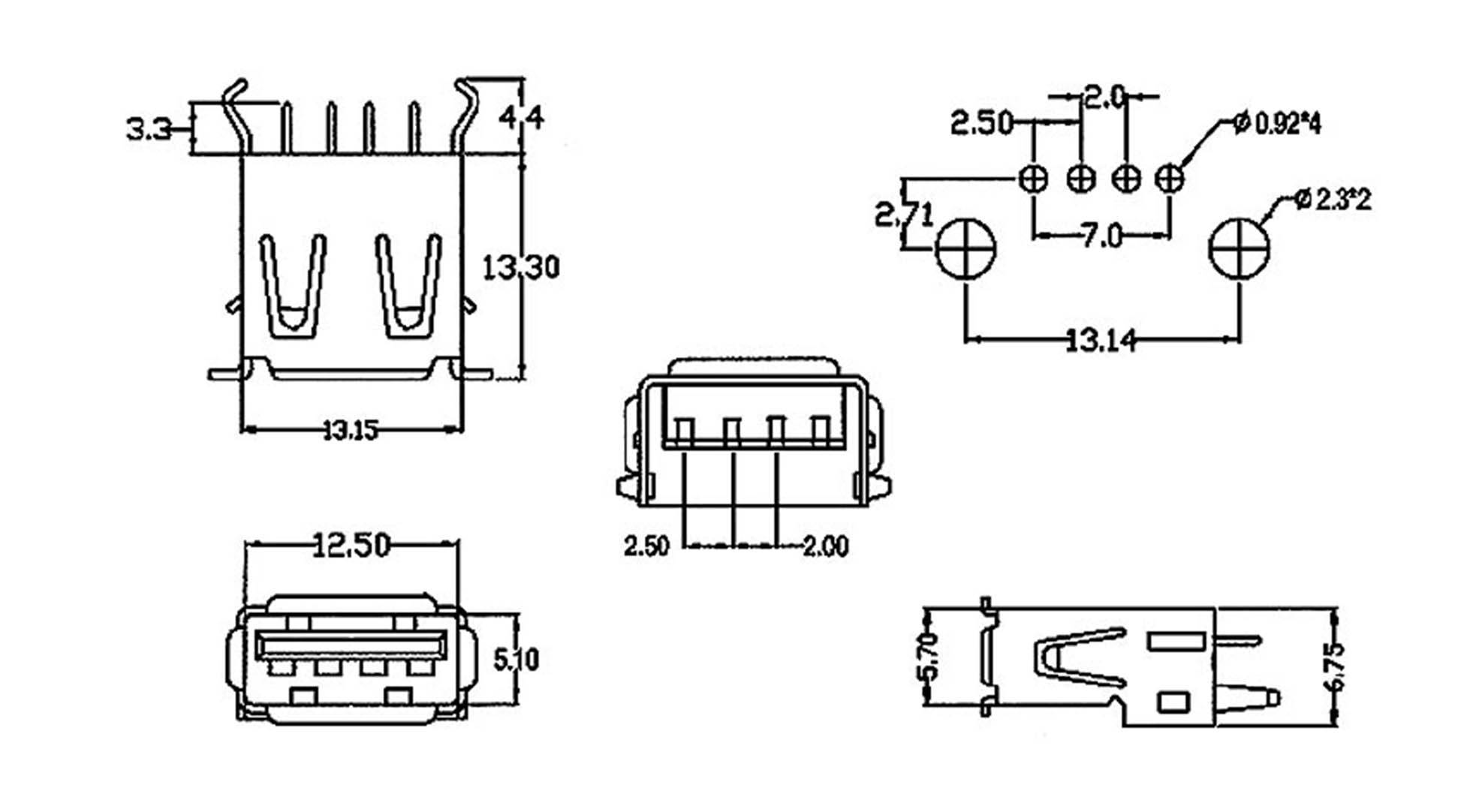 USB-A socket. Socket, vertical vertical 1 port UBU1AH econ connect ...