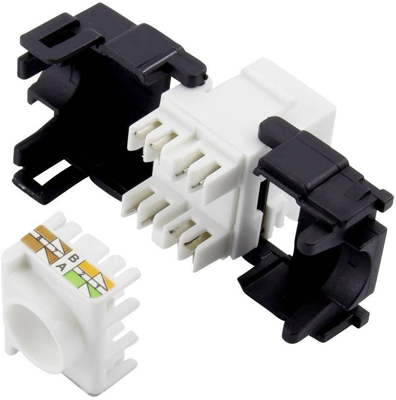 RJ45 coupling, CAT 6a Connector, straight Black, White TRU COMPONENTS ...