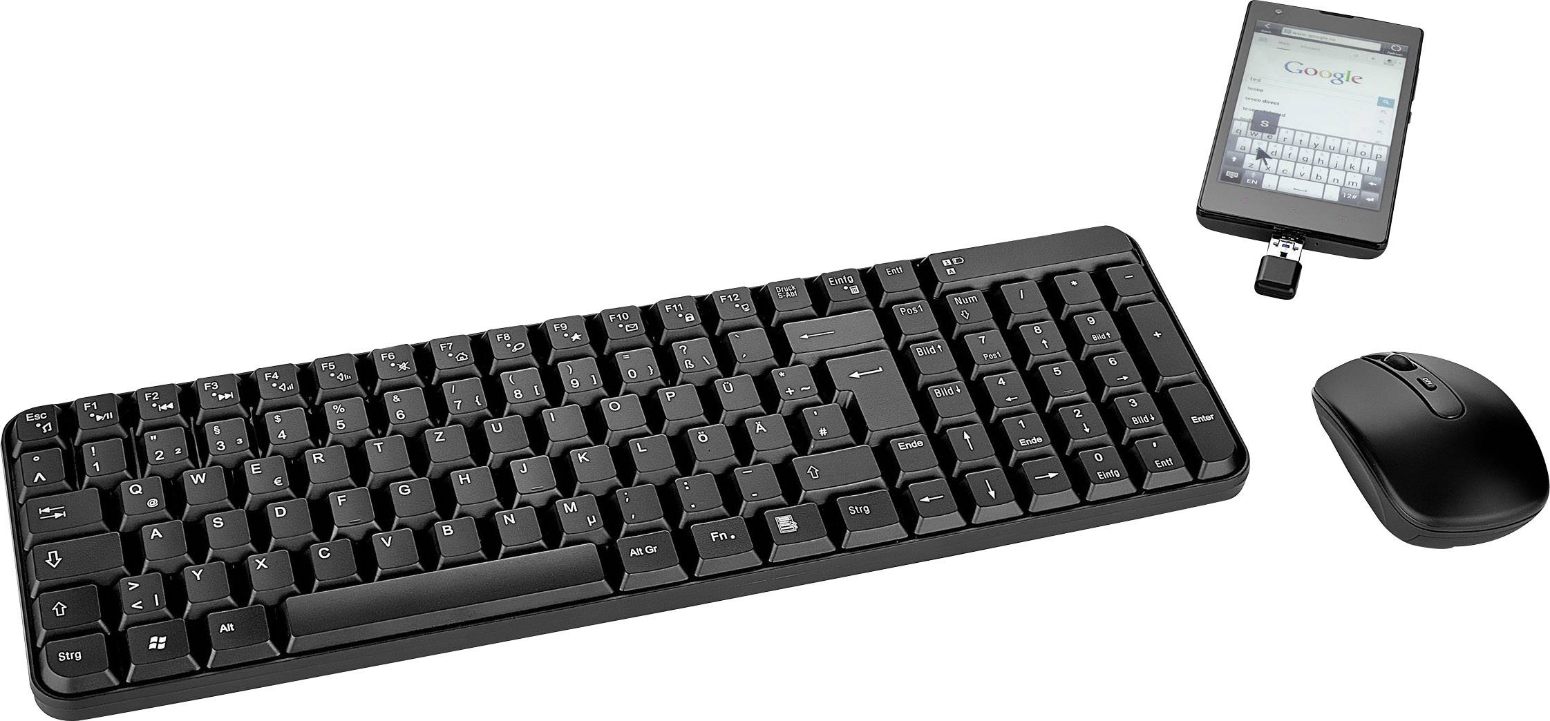 Buy Renkforce rf-silent/ds-01 USB Keyboard and mouse set German, QWERTZ ...