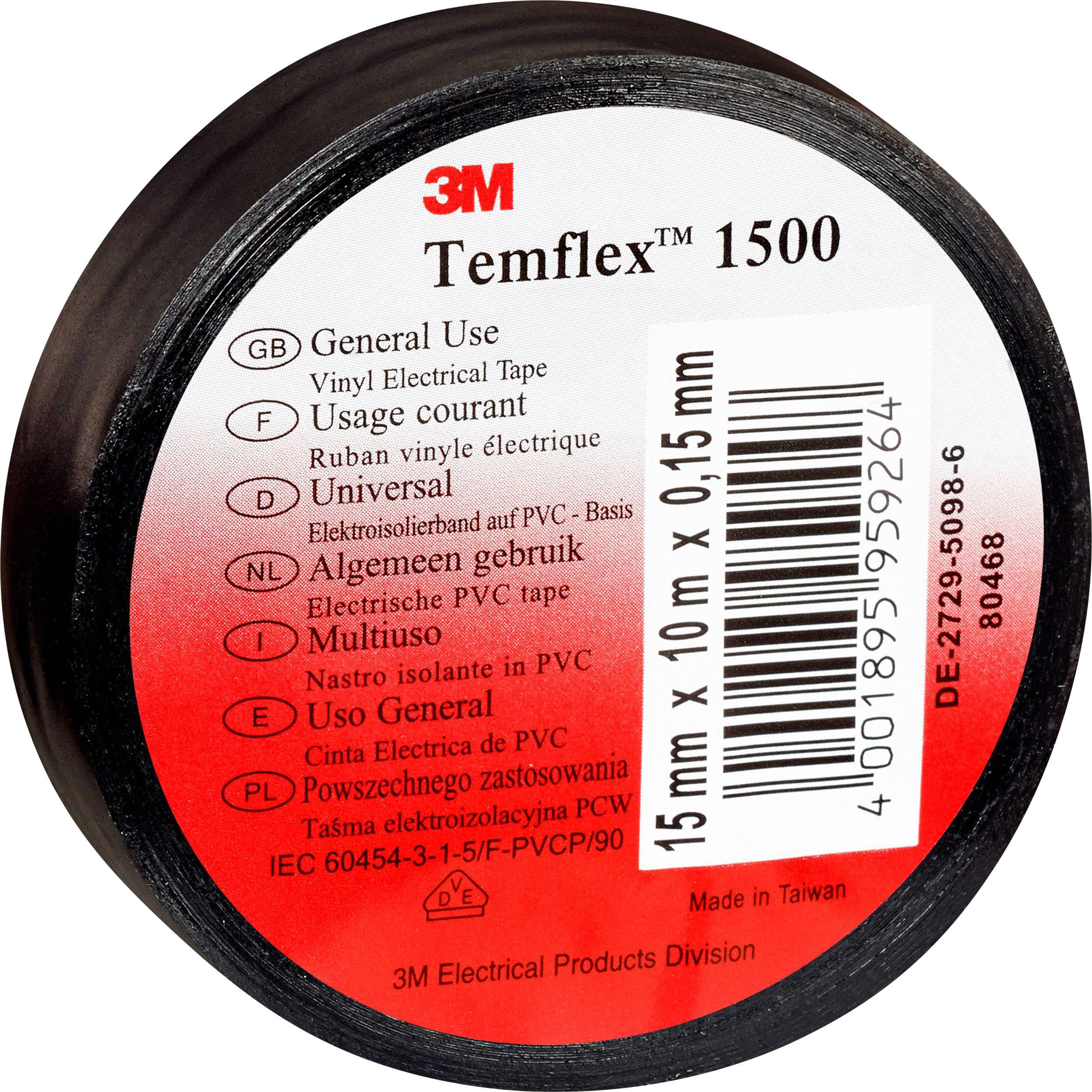 3M TEMFLEX150025X25BK Electrical tape Temflex 1500 Black (L x W) 25 m x 25 mm 25 m | Conrad.com