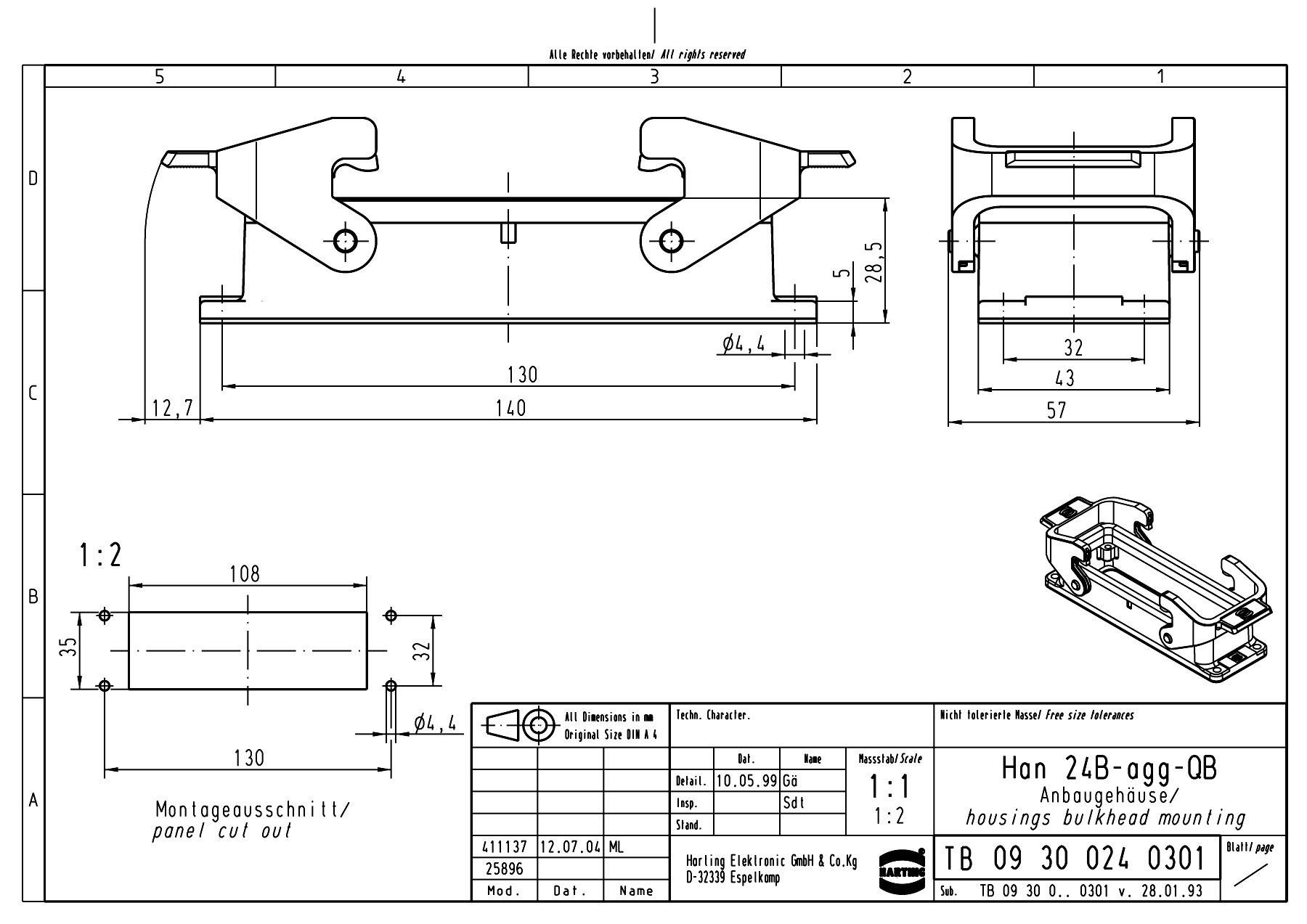 Buy Enclosure extension Han® 24B-agg-QB 09300240301 Harting 1 pc(s ...