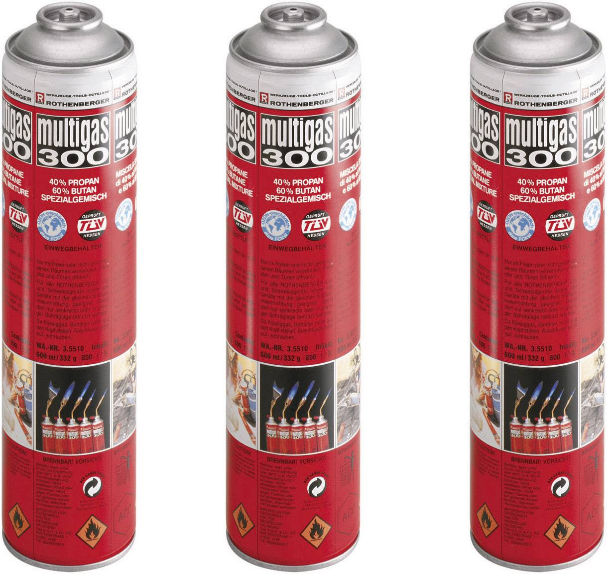 Rothenberger Set of 3 gas cartridges Multi 300 Butane gas Content 3 pc ...