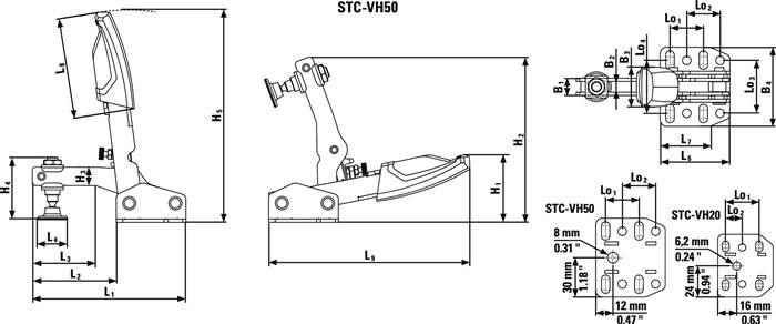 Buy Vertical toggle clamp with open arm and horizontal base plate STC ...