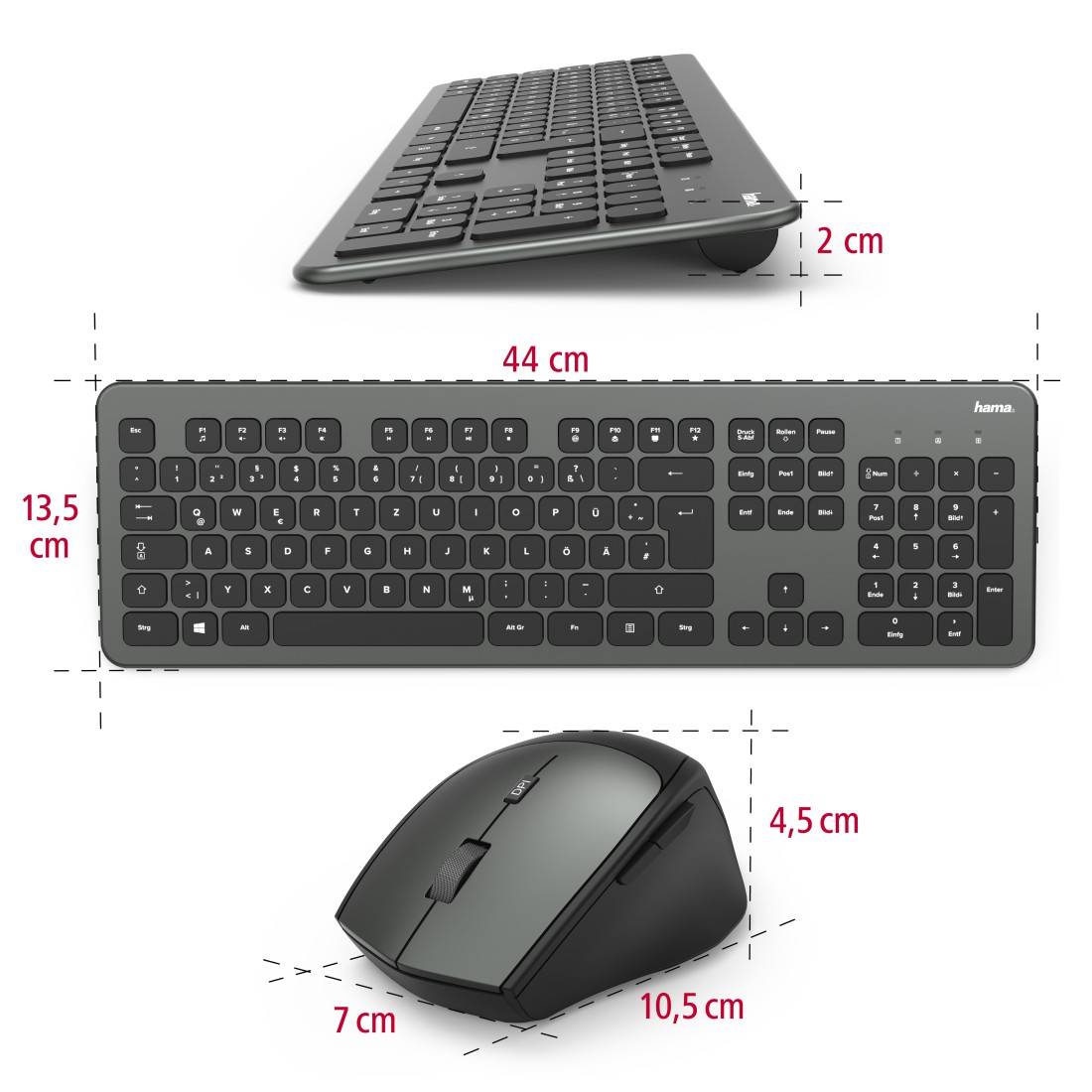 Buy Hama Radio Keyboard and mouse set Ergonomic German, QWERTZ ...
