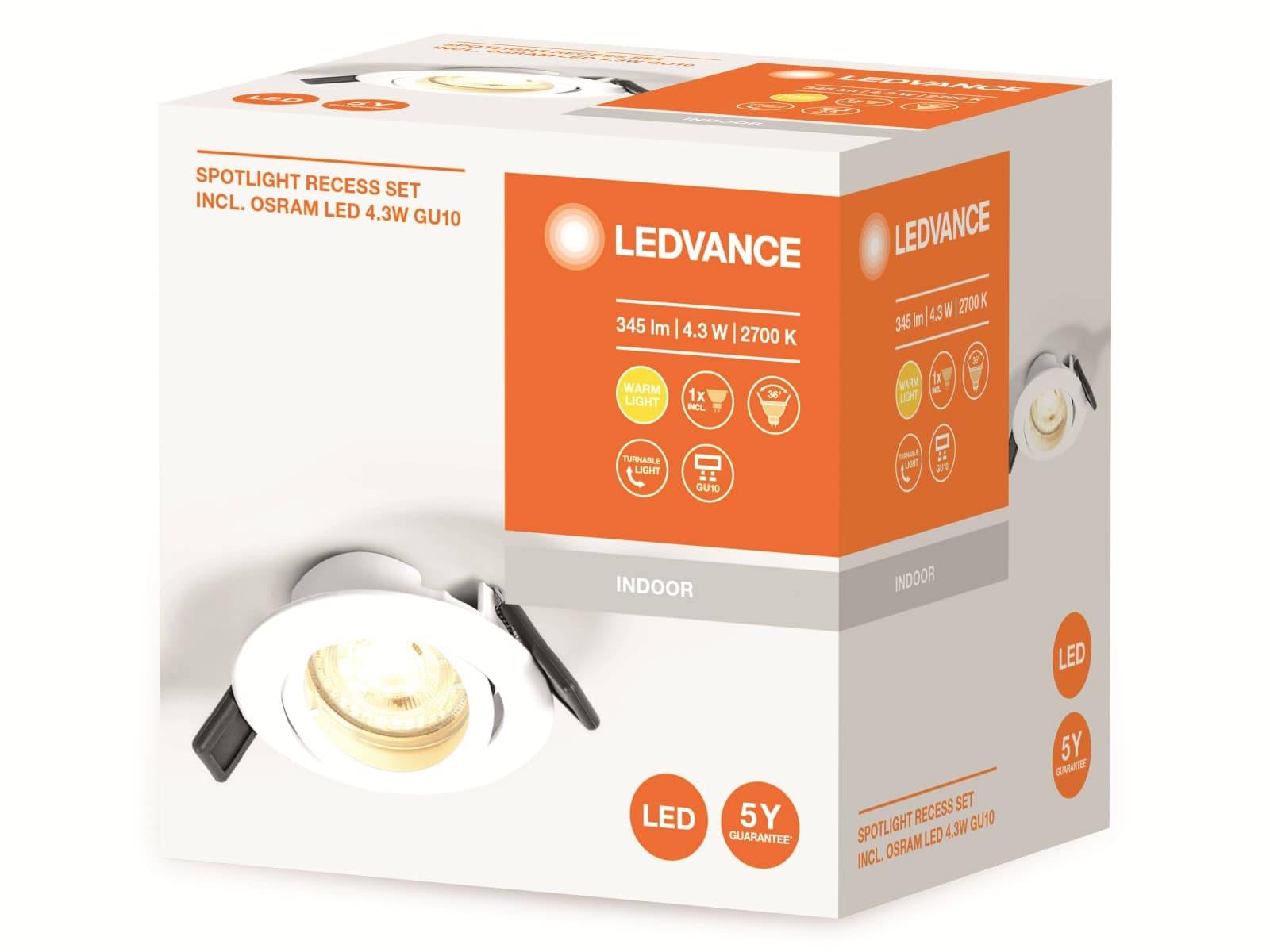 Buy LEDVANCE RECESS DOWNLIGHT TWISTLOCK GU10 LED bathroom recessed ...