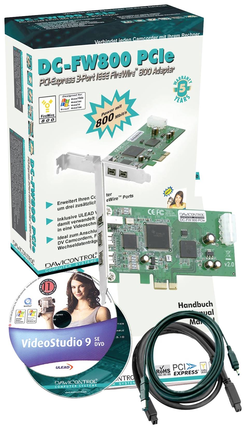 Dawicontrol DC-FW800 PCIE RETAIL 3 ports Carte PCI-Express PCIe - Conrad Electronic France