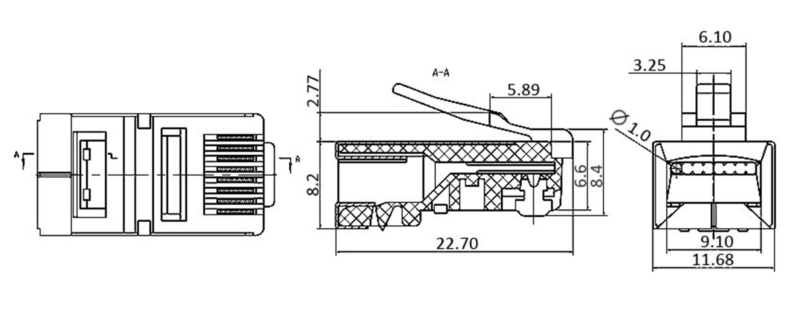 Fiche modulaire mâle econ connect MPL8/8RG RJ45 mâle, droit Pôle: 8 1 ...