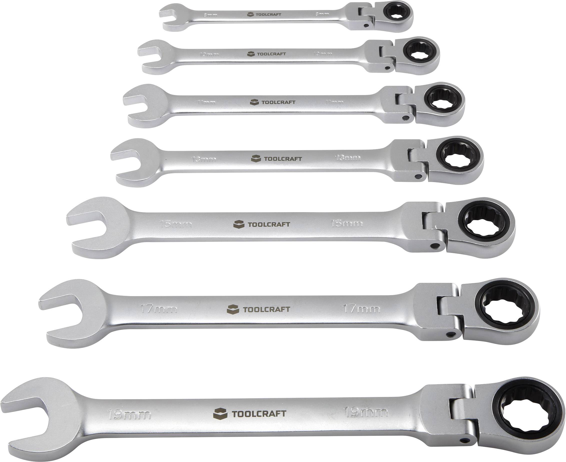 Jeu de clés mixtes à cliquet TOOLCRAFT 1314022 7 pièces 8 - 19 mm 1 set ...