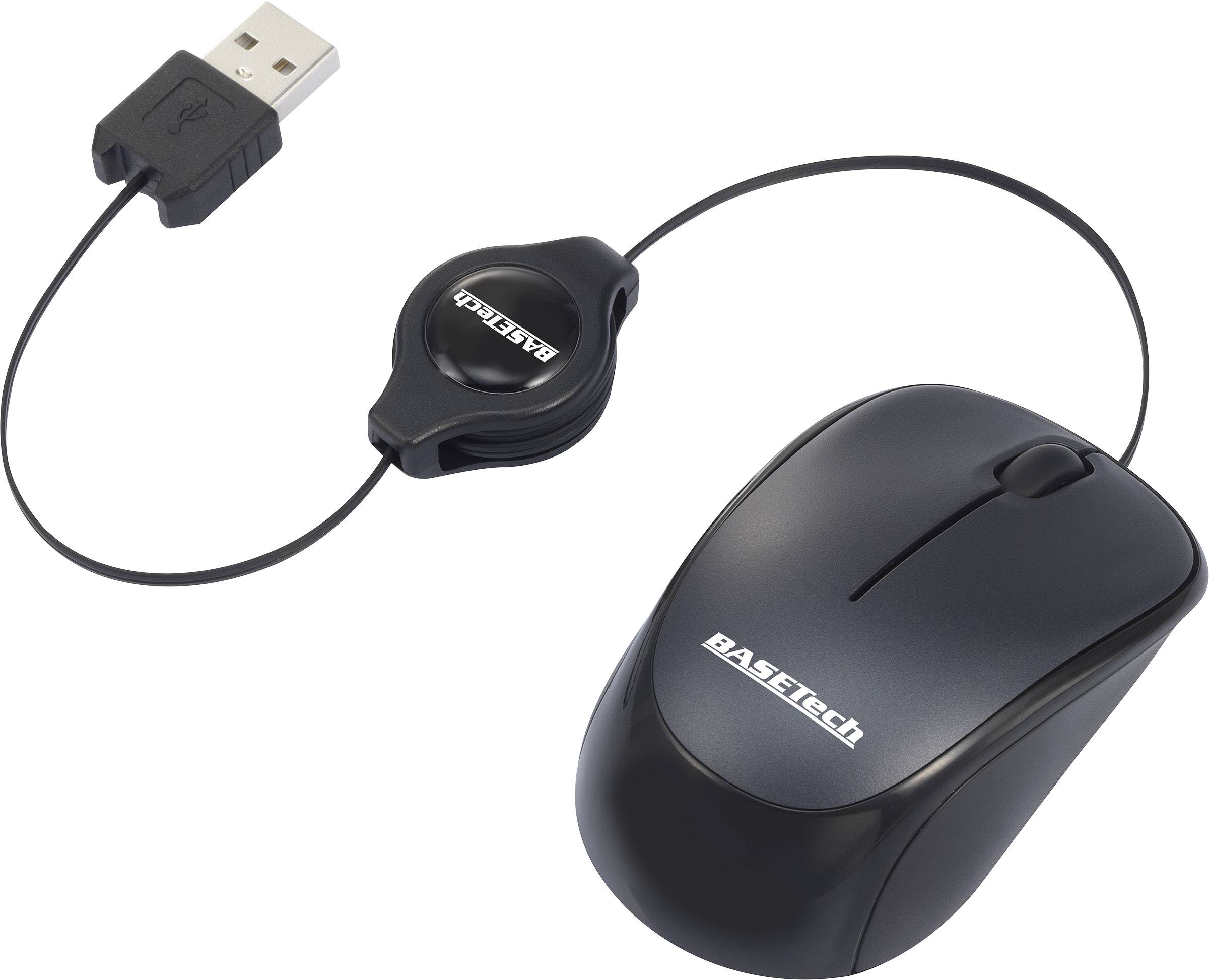 Basetech BS-RNM-100 USB Souris Wi-Fi optique entrée de câble noir ...