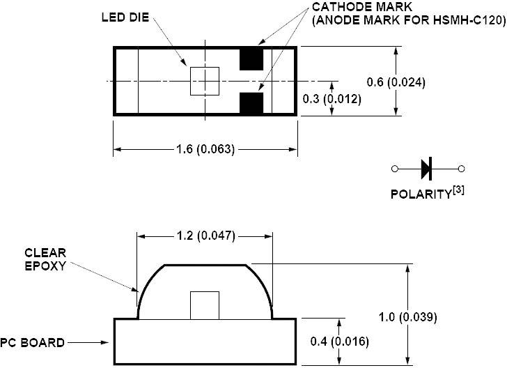 Broadcom HSMR-C120 LED CMS 0603 bleu 55 mcd 155 ° 20 mA 3.4 V Tape cut ...