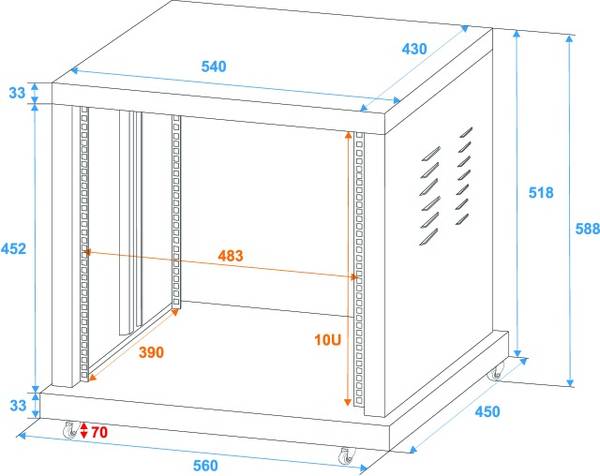 Rack 19 pouces 10 UH Omnitronic SR-19 acier avec roulettes | Conrad.fr