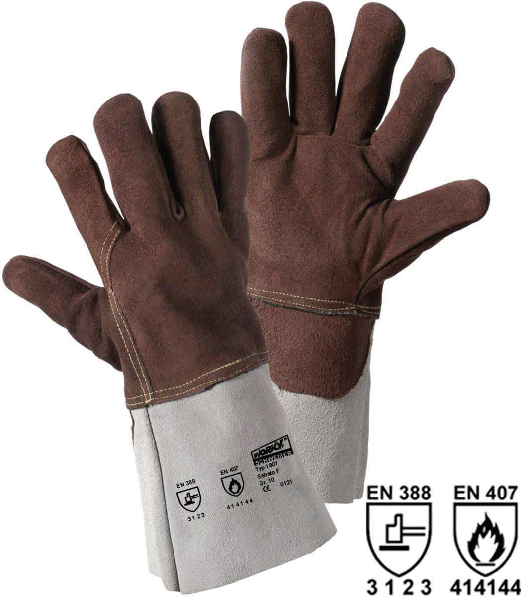 Gants de protection L+D worky 1807 Croûte de cuir EN 388 + EN 407 ...