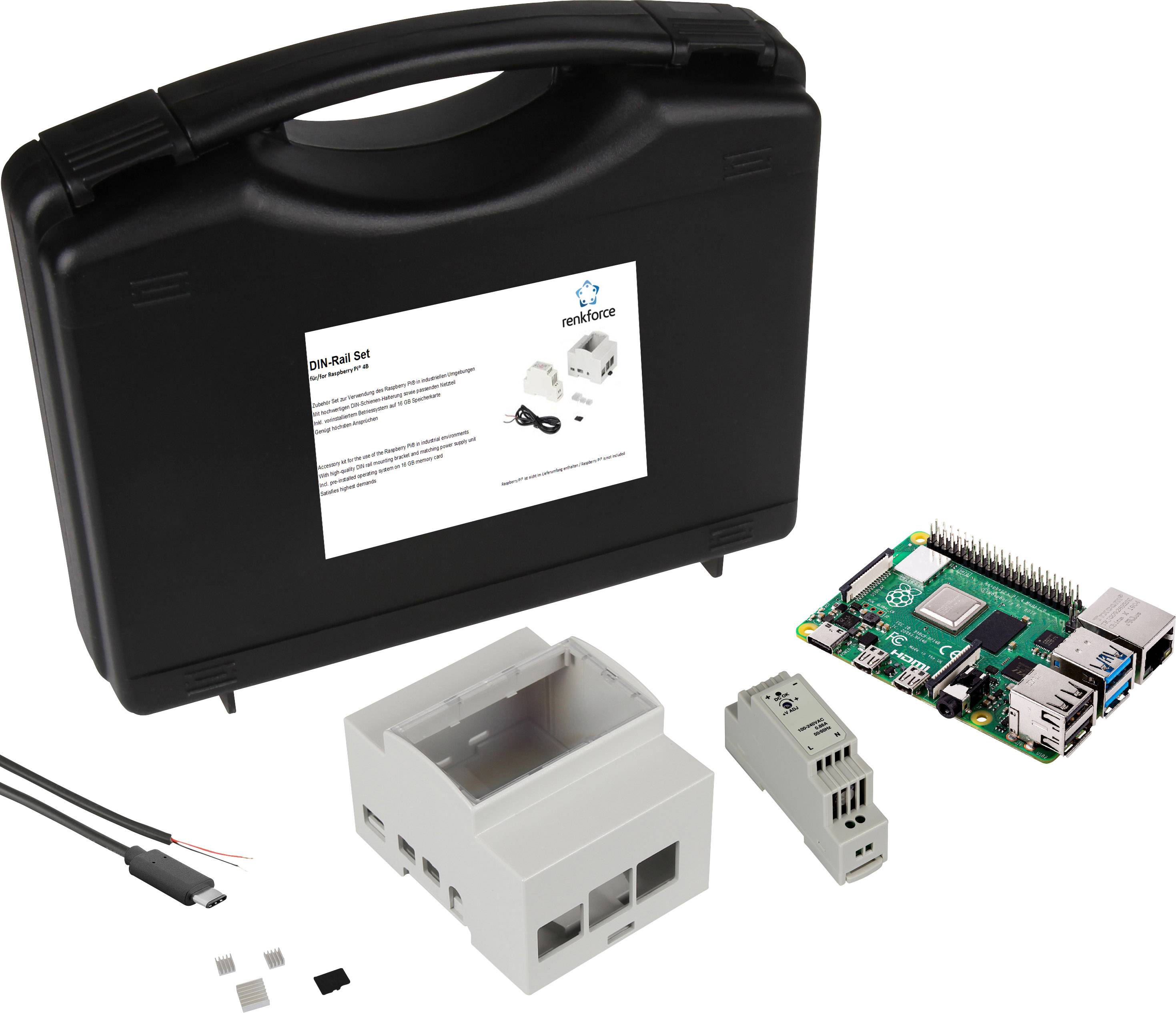 Renkforce DIN-Rail Set Raspberry Pi® 4 B 4 GB 4 x 1.5 GHz uklj. DIN ...