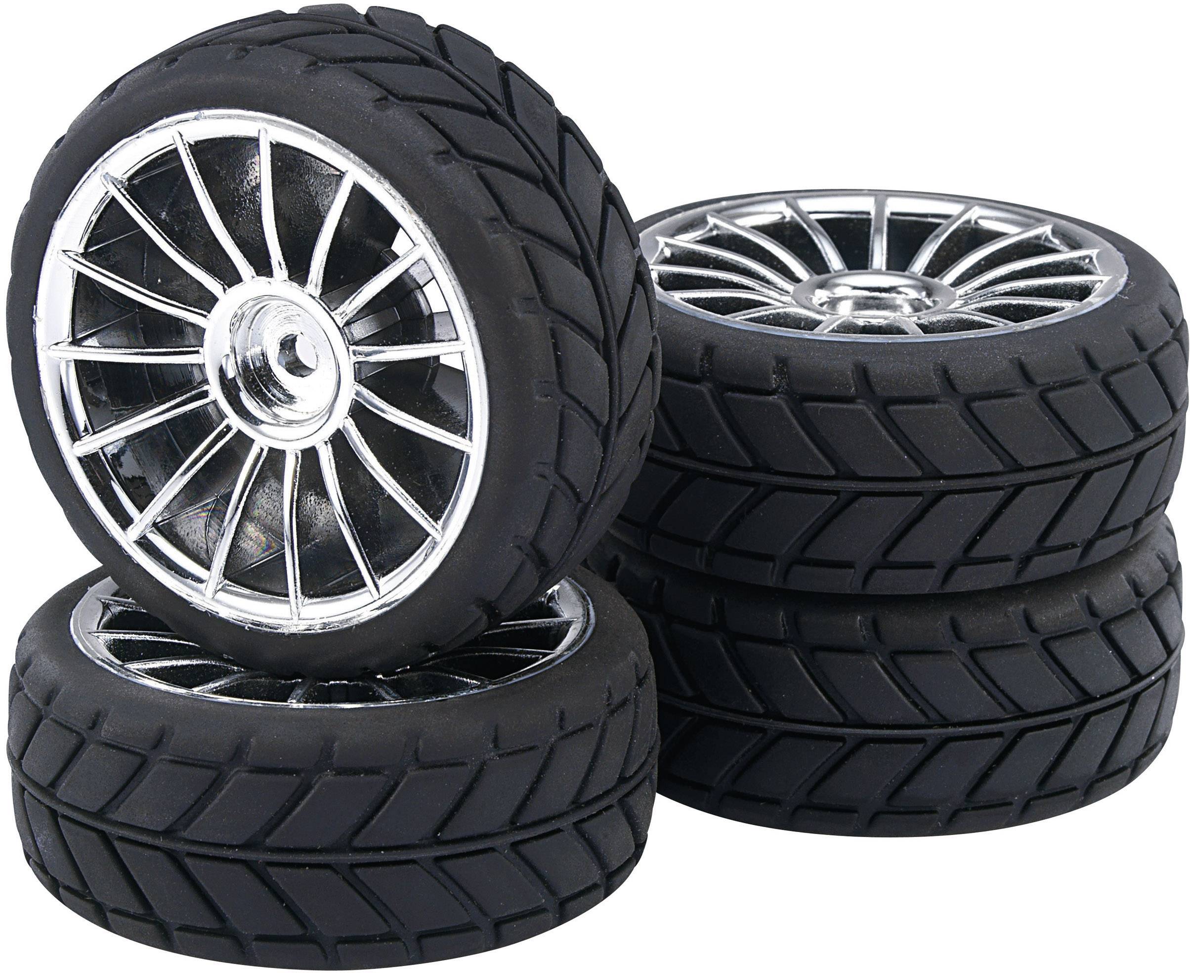 Ruote complete 1:10 Auto stradale Reely V-Slick 15 raggi Argento 4 pz ...