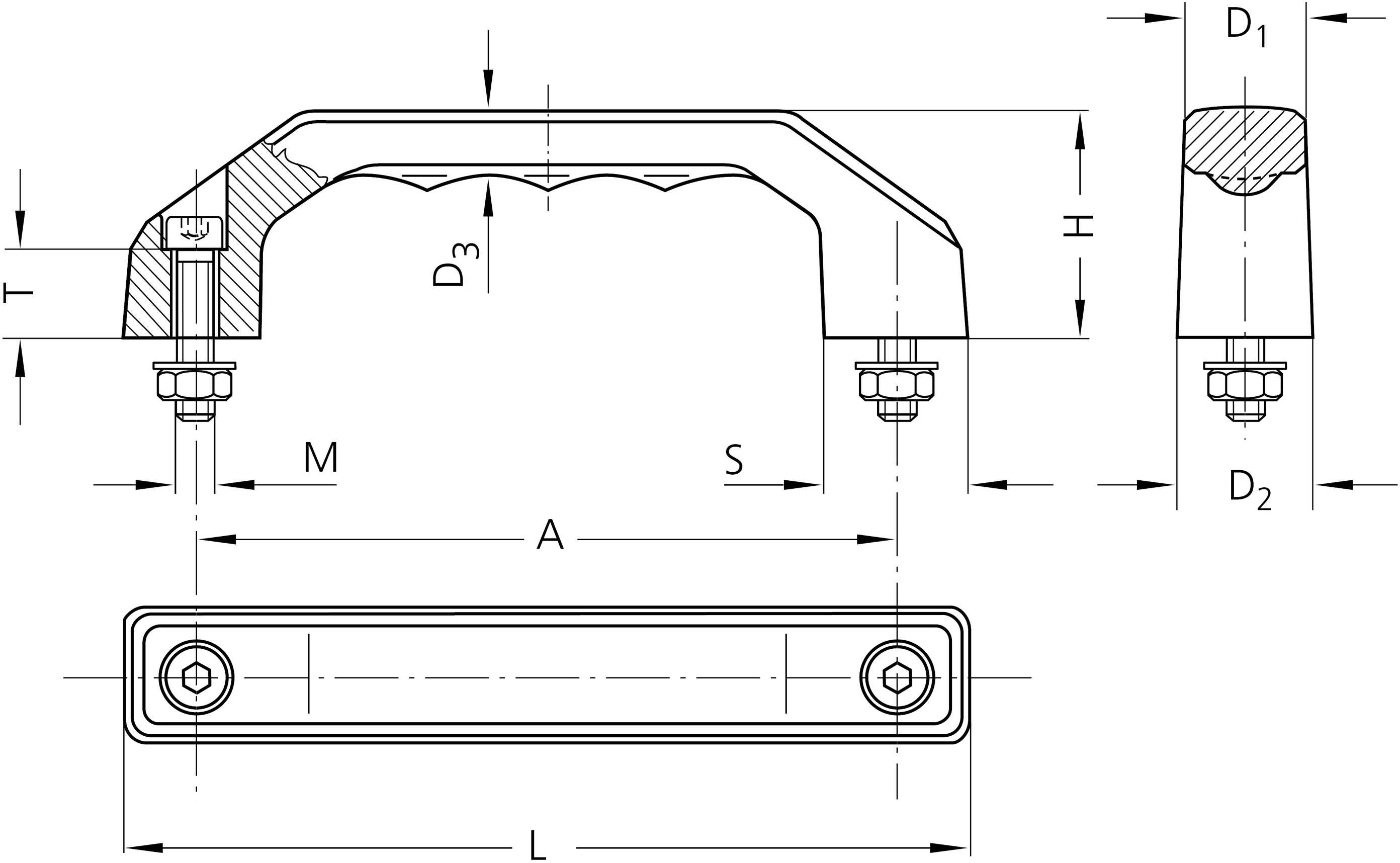 Rohde RG-1P.100.84 Universele handgreep Zwart (l x b x h) 122 x 19 x 33 ...