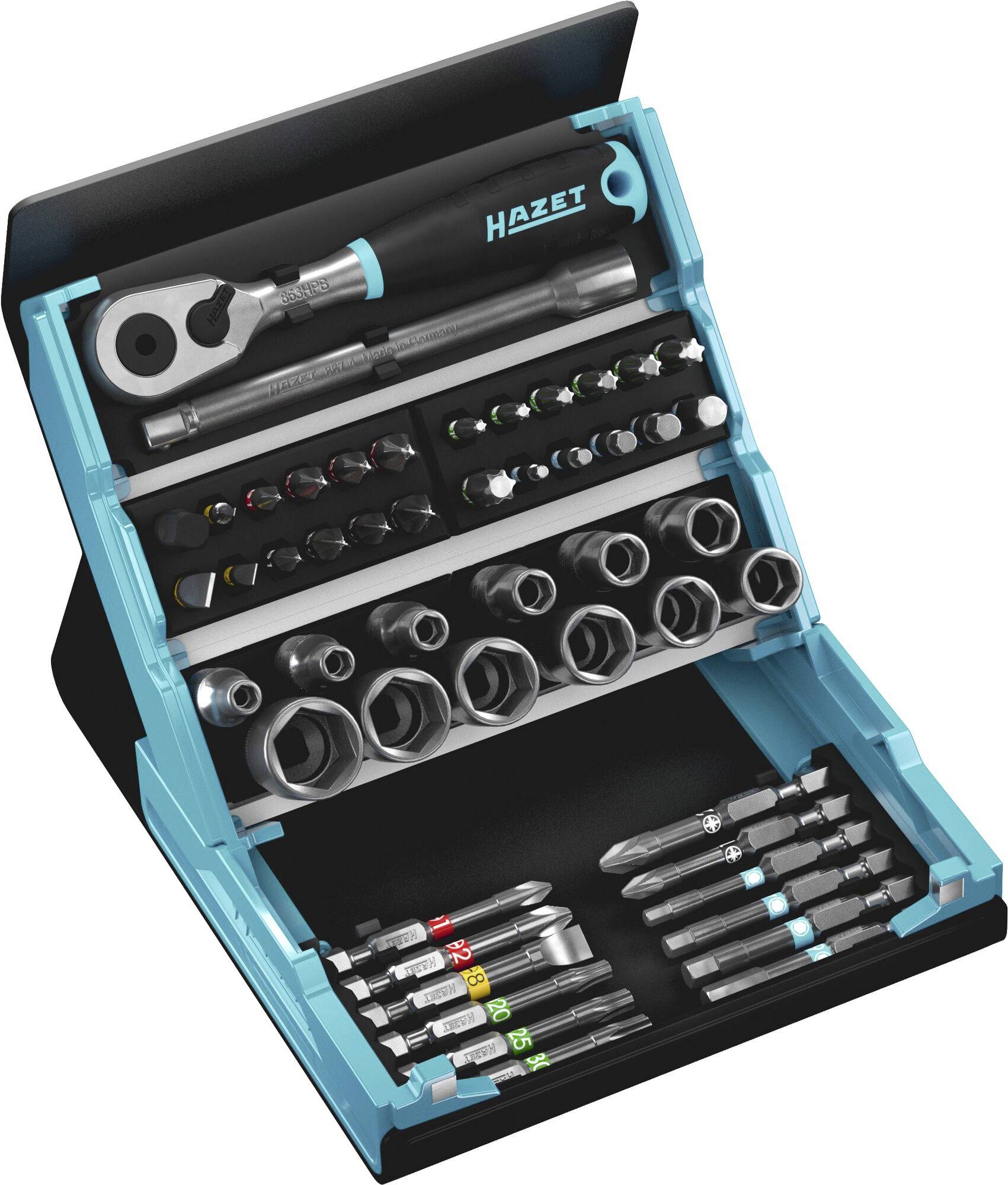 Hazet SmartCase 2200SC-2 Bitset 50-delig Inbus, Plat, Kruiskop Phillips, Kruiskop Pozidriv, Dop ...